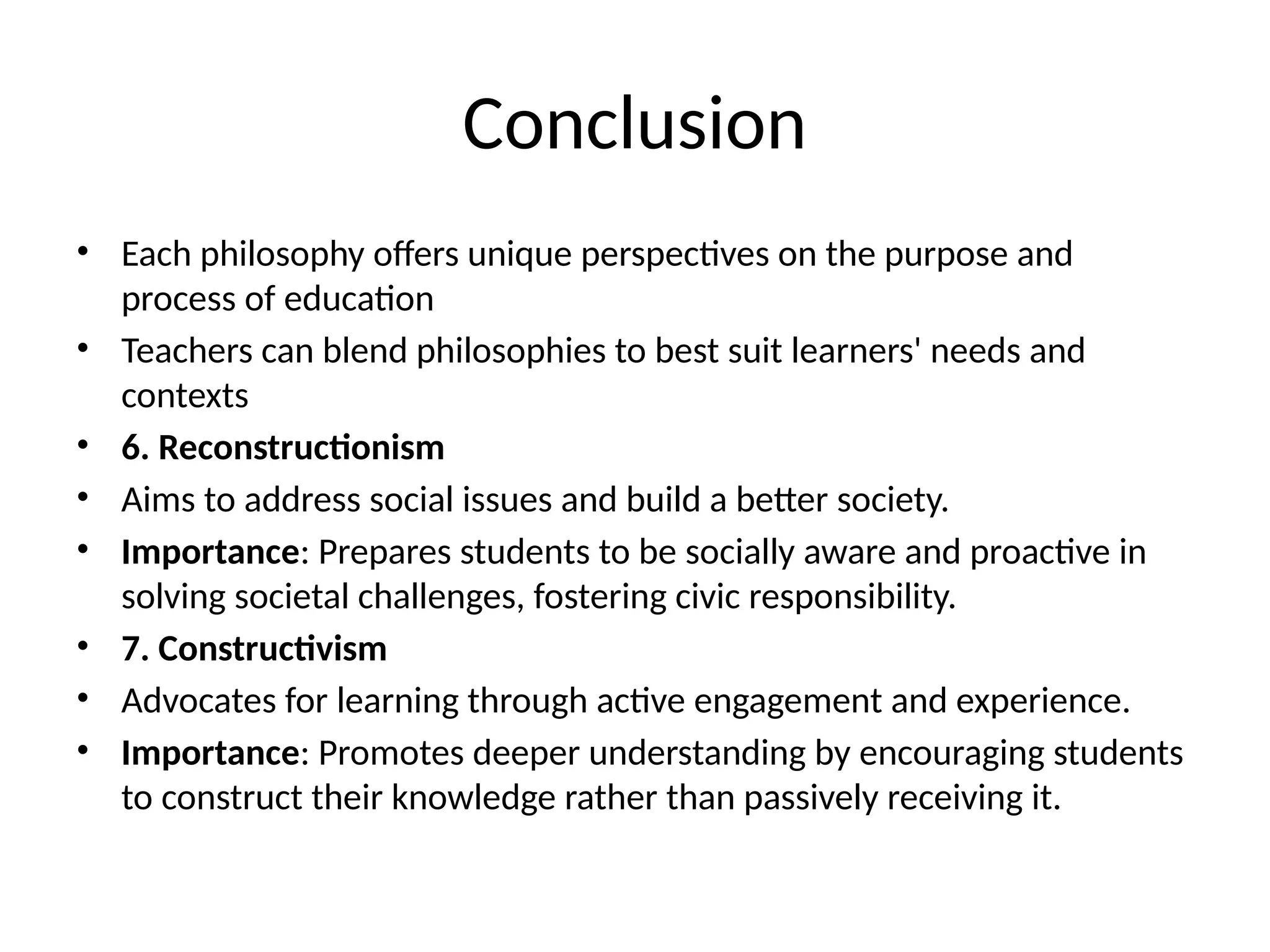 Seven Philosophies Of Education Ppt Pptx