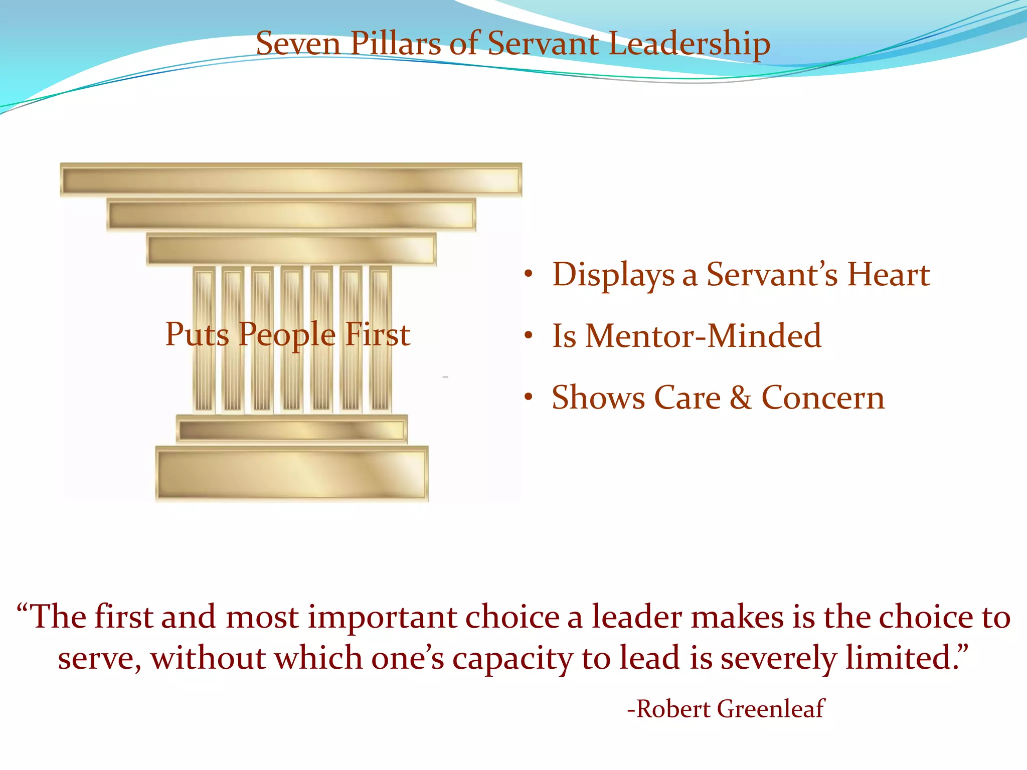 Seven Pillars Of Servant Leadership (Leader Serve, Model) | PPTX
