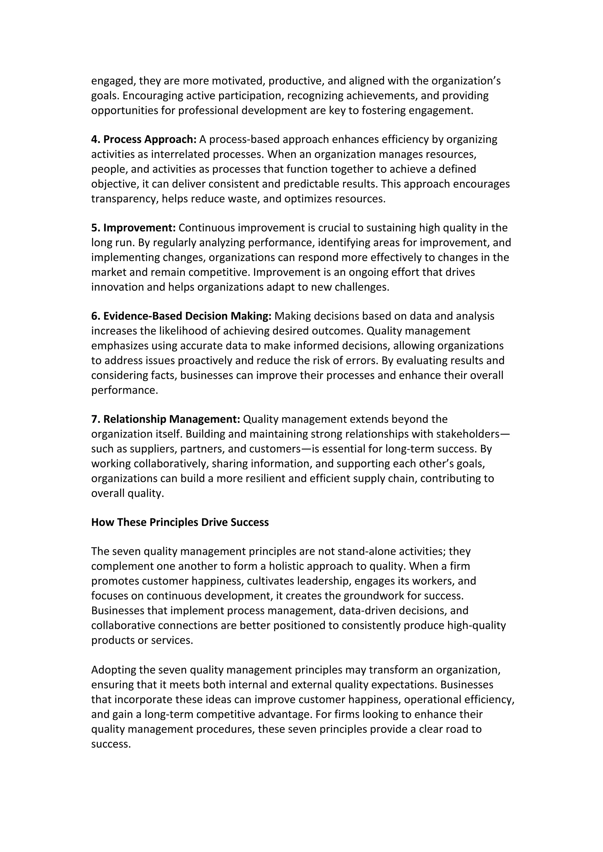 Understanding the Seven Principles of Quality Management | PDF