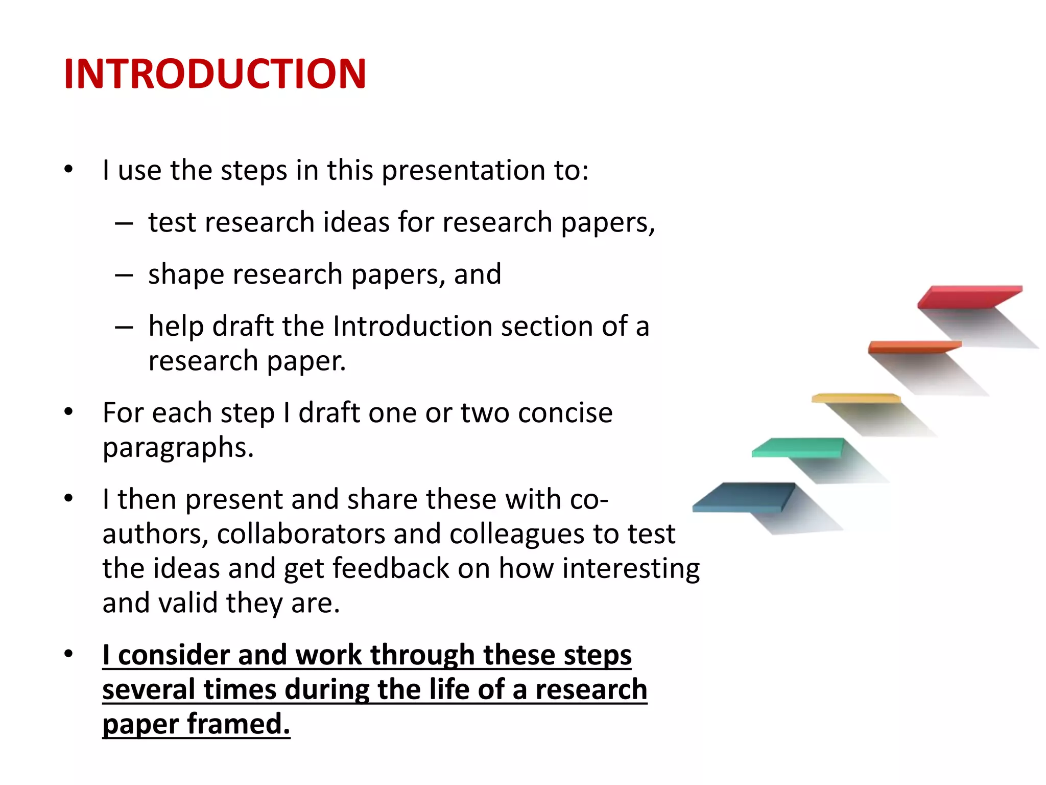 Seven steps for framing and testing a research paper | PPTX