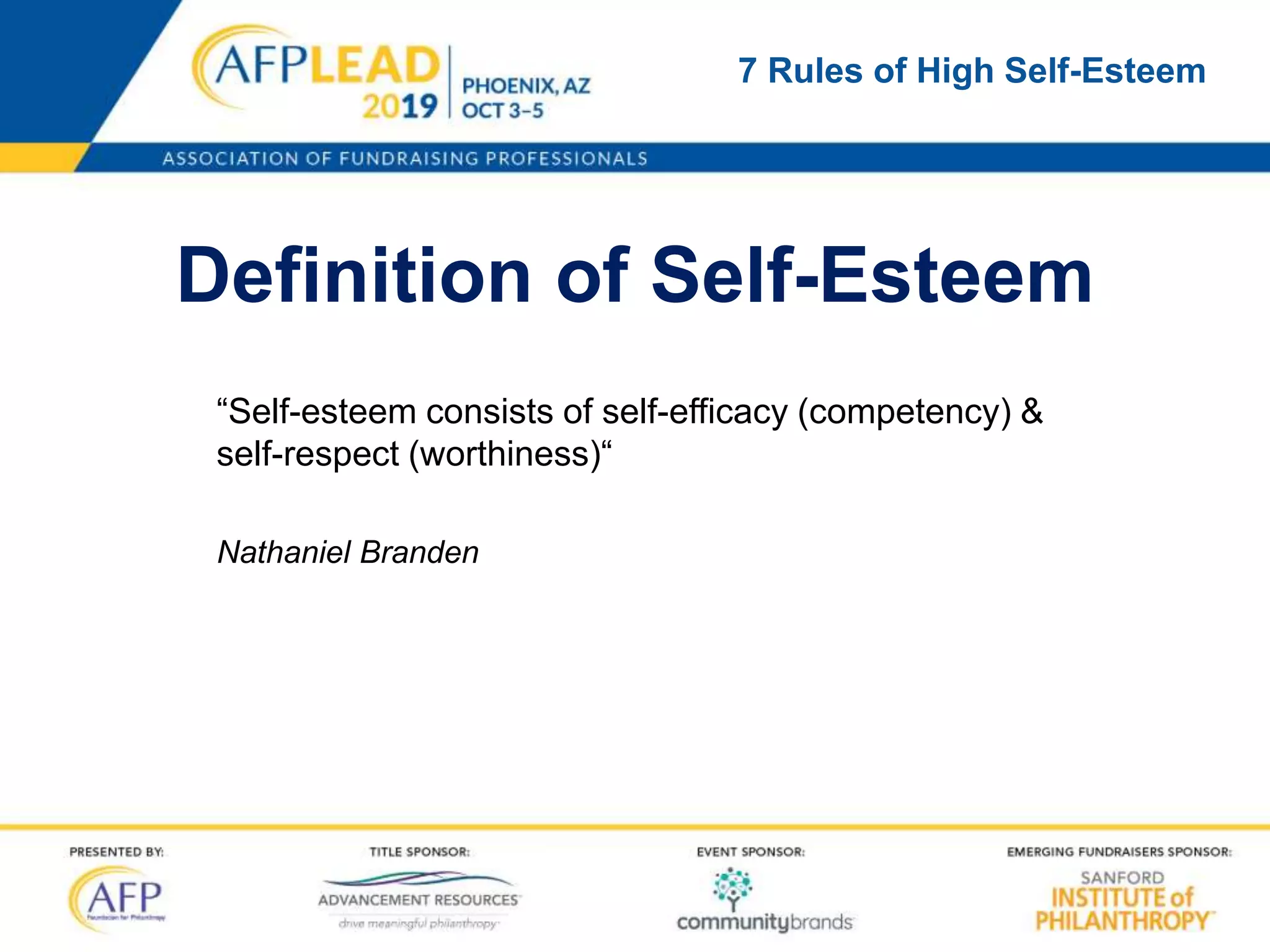 Seven Rules of High Self-Esteem for the Emerging Leader | PPT