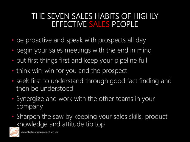 Seven sales habits for highly effective sales people | PPTX