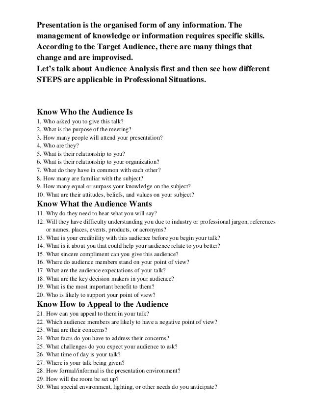Seven Stages of Presentation and Audience Analysis | PDF
