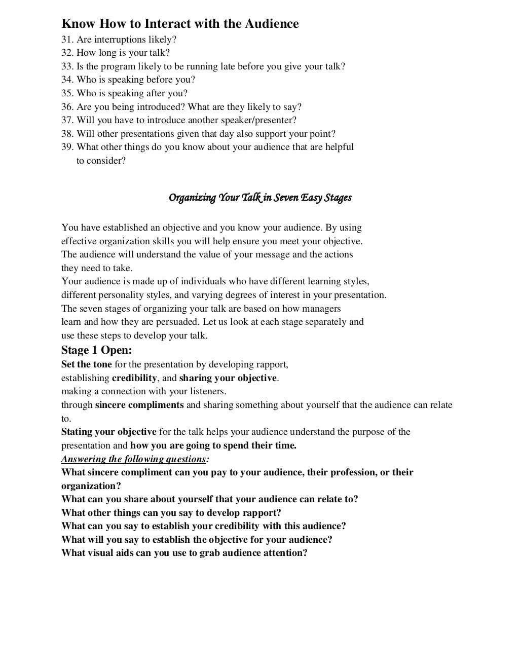 Seven Stages of Presentation and Audience Analysis | PDF