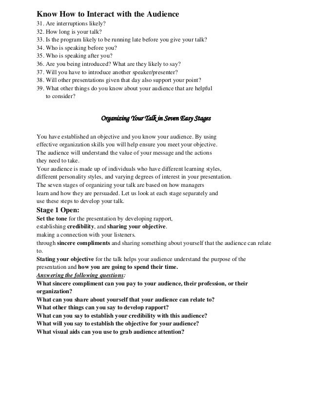 Seven Stages of Presentation and Audience Analysis | PDF