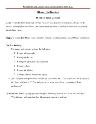 Seventh grade unit 2b - olmec grasp time capsule directions | DOC