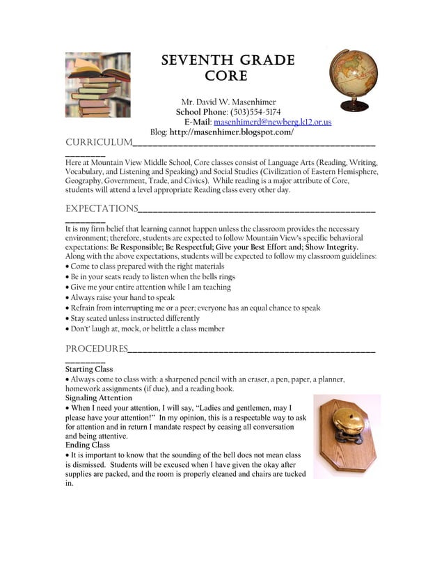 Seventh grade core | DOC | Educational Assessment | Education