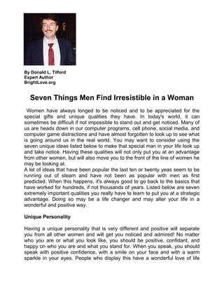 Seven things men find irresistible in a woman | PDF