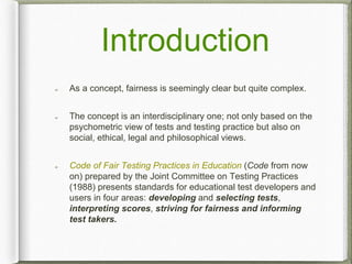 Fairness in language testing | PPTX