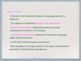 Testing language for specific purposes | PPTX