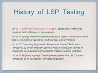 Testing language for specific purposes | PPTX