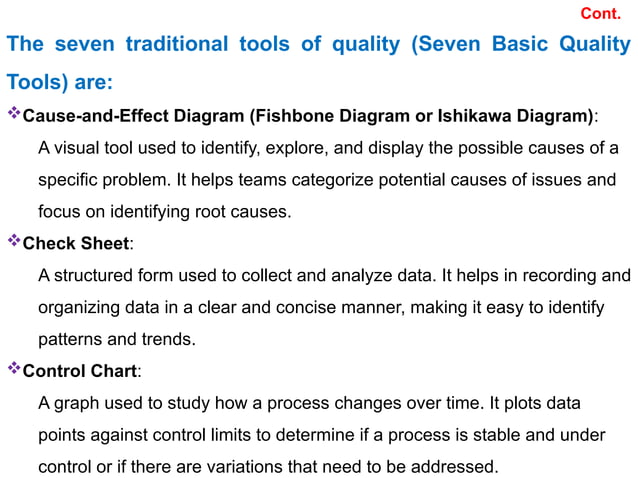 Seven Traditional Tools of Quality (Seven Basic Quality Tools) | PPT