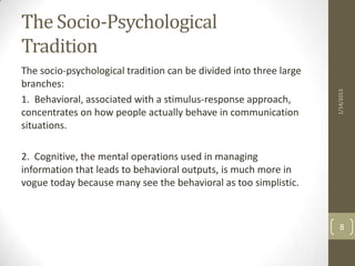 Seven traditions in the field of communication socio-psychological ...
