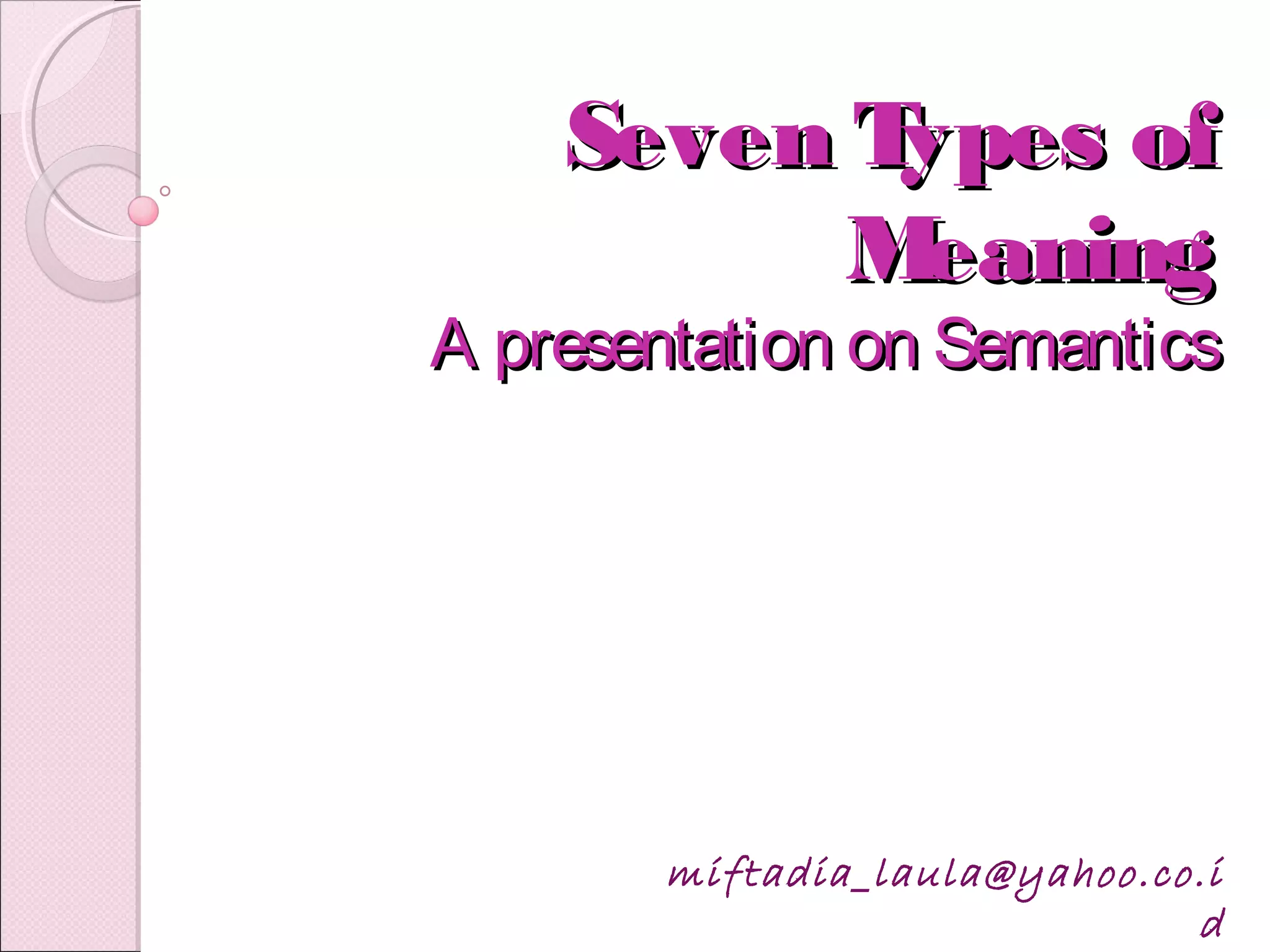 Semantics: Seven types of meaning | PPT