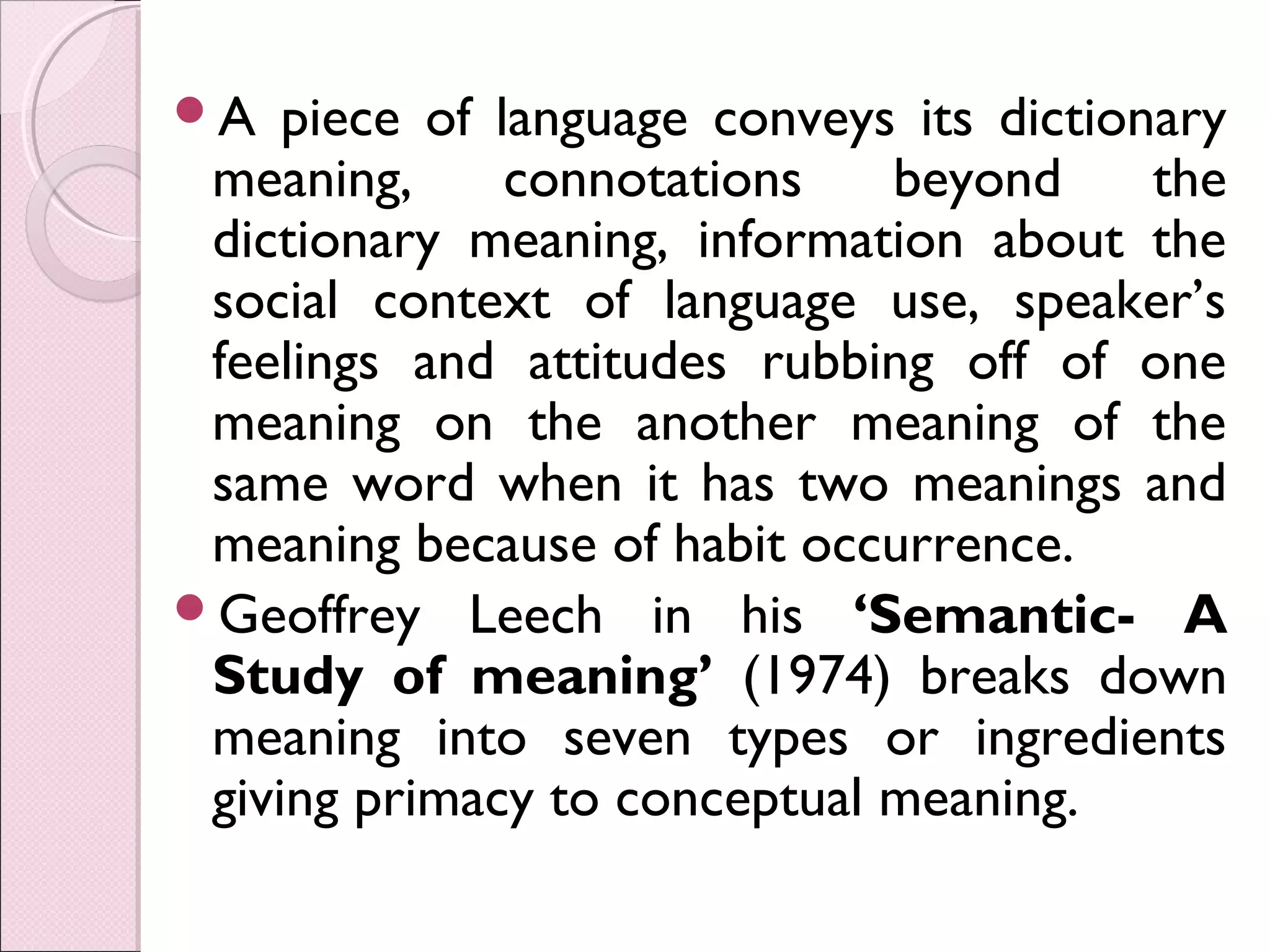 Semantics: Seven types of meaning | PPT