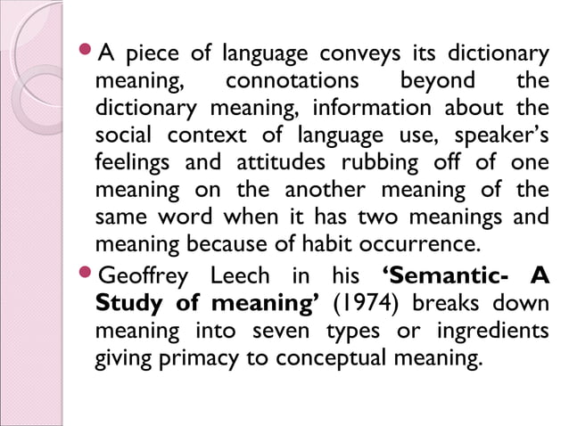 Semantics: Seven types of meaning | PPT