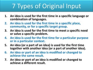 Seven Types of Original Input | PPT