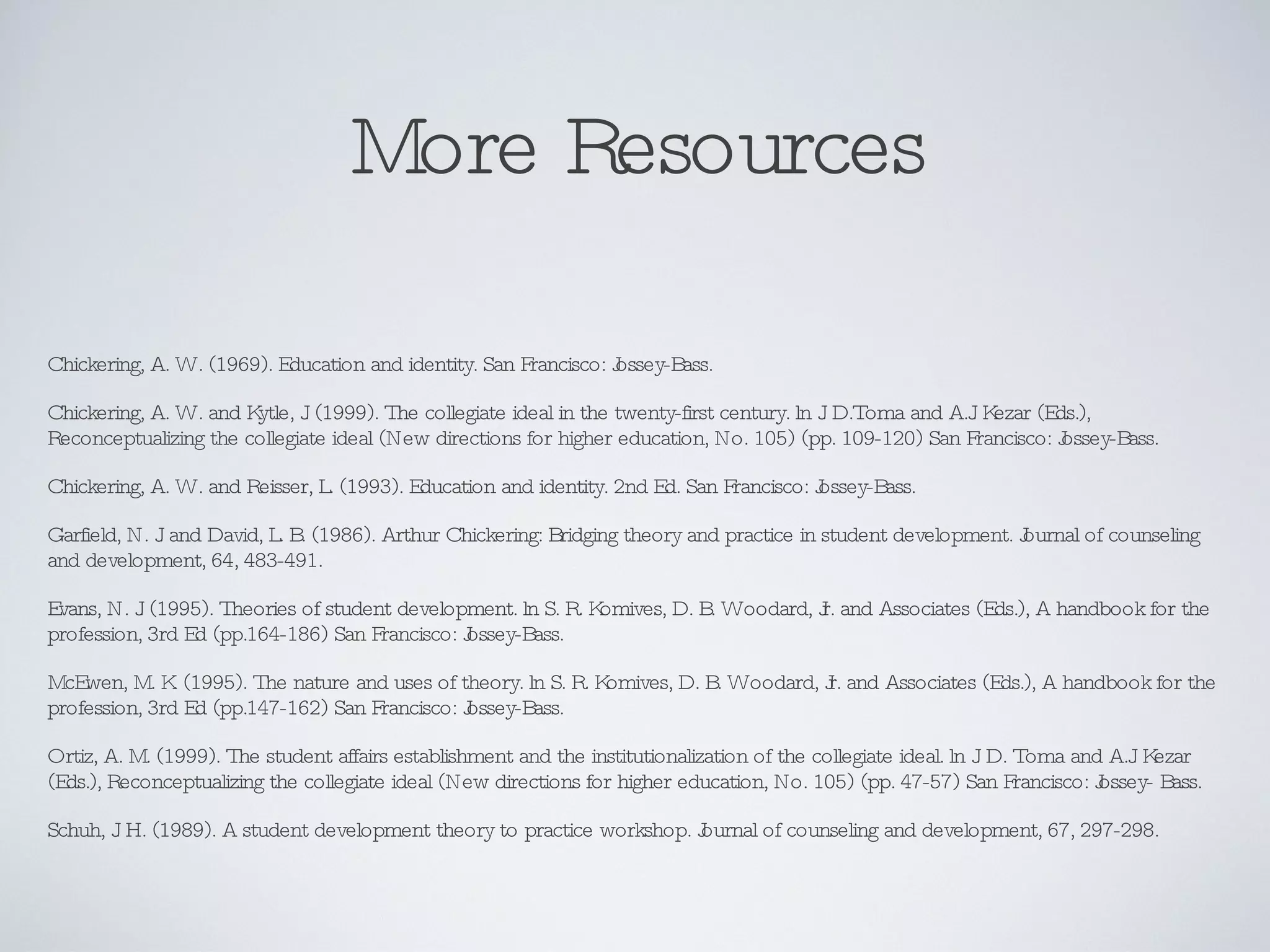 Arthur Chickering\'s Seven Vectors | PPT