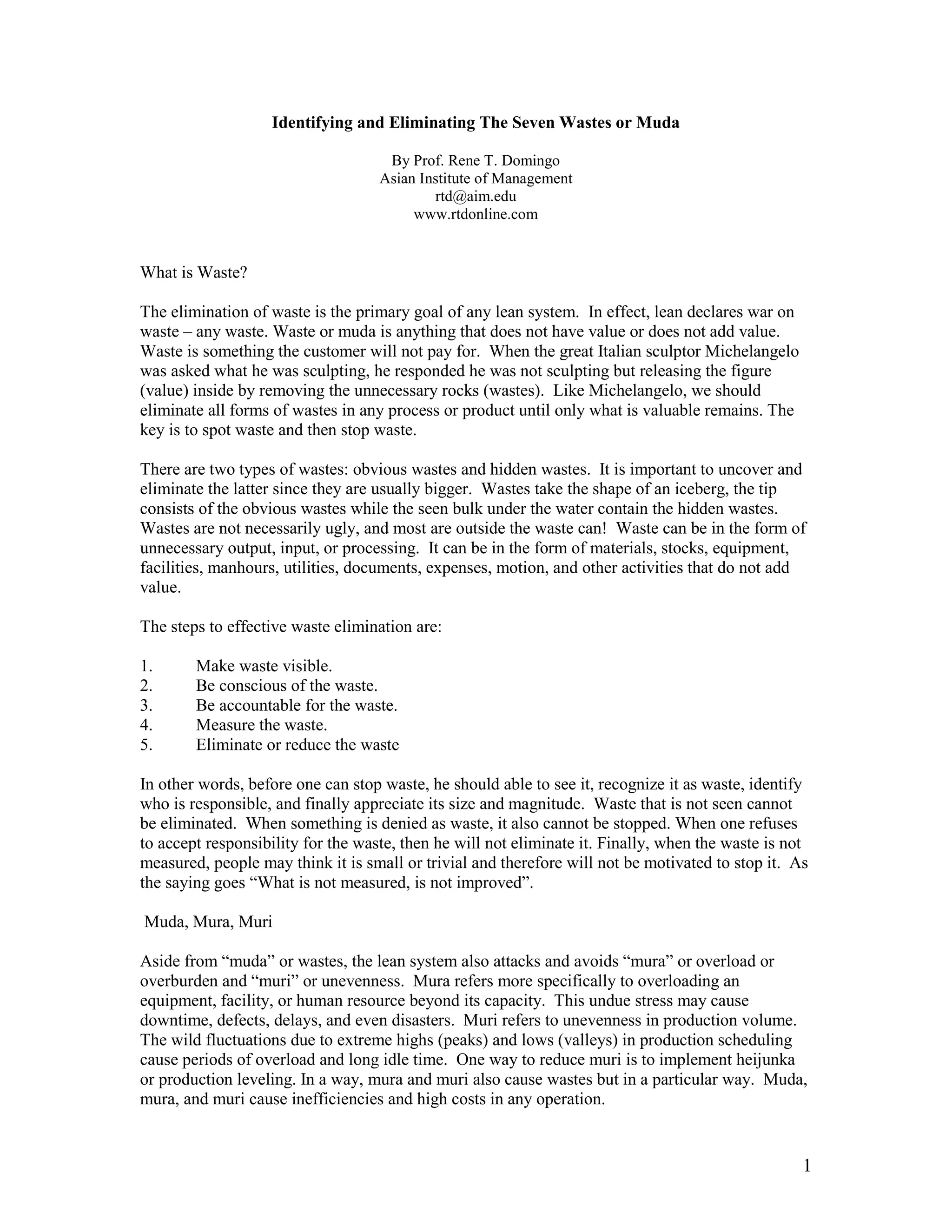 Seven wastes | PDF