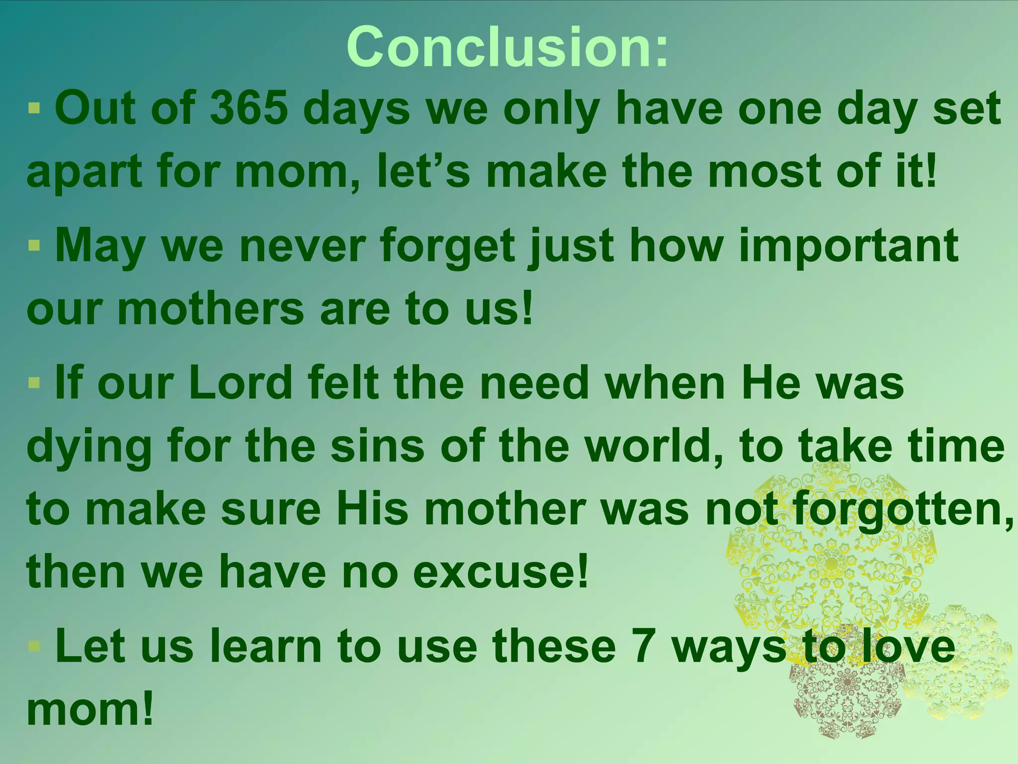 Seven ways to love mom | PPT