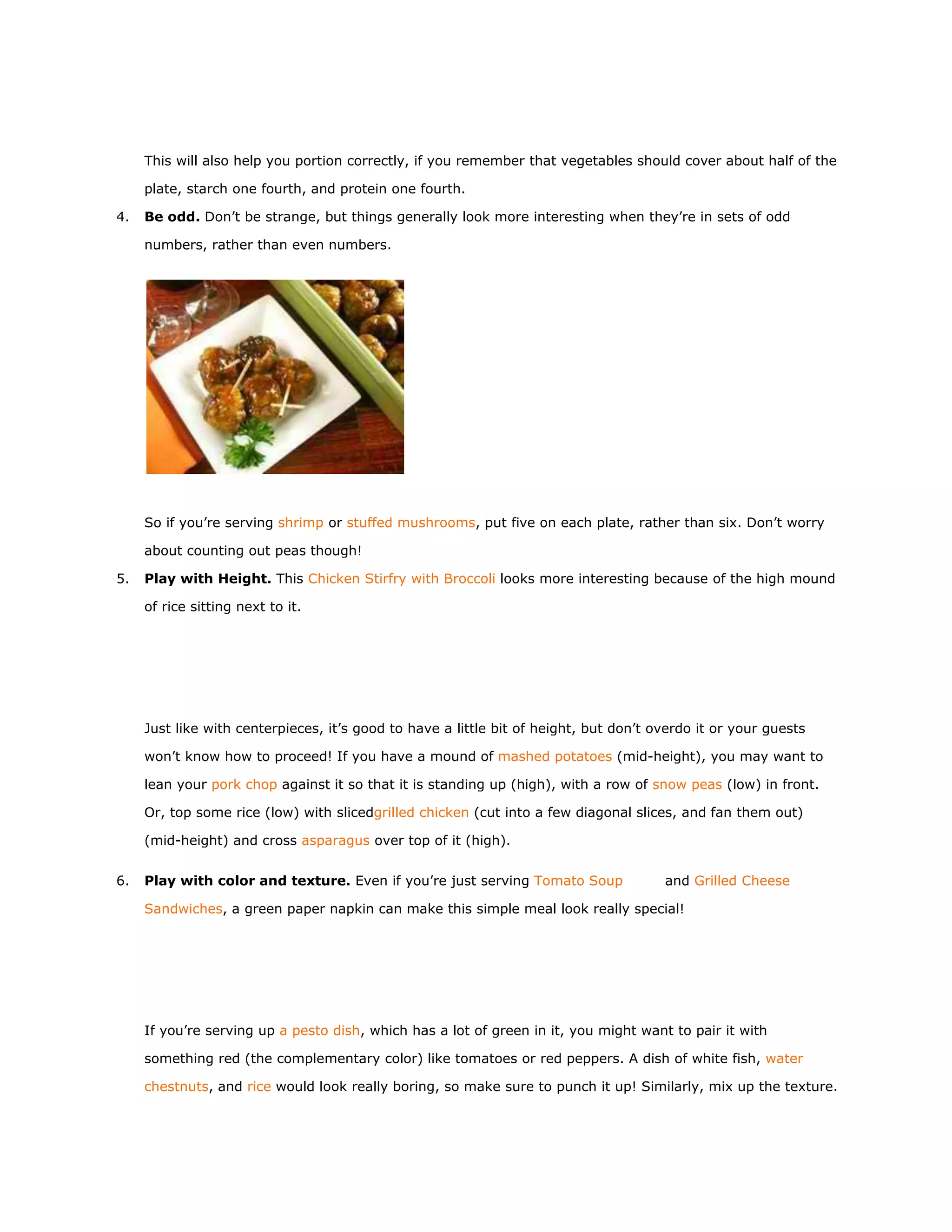 Seven ways to present food like a chef | DOCX