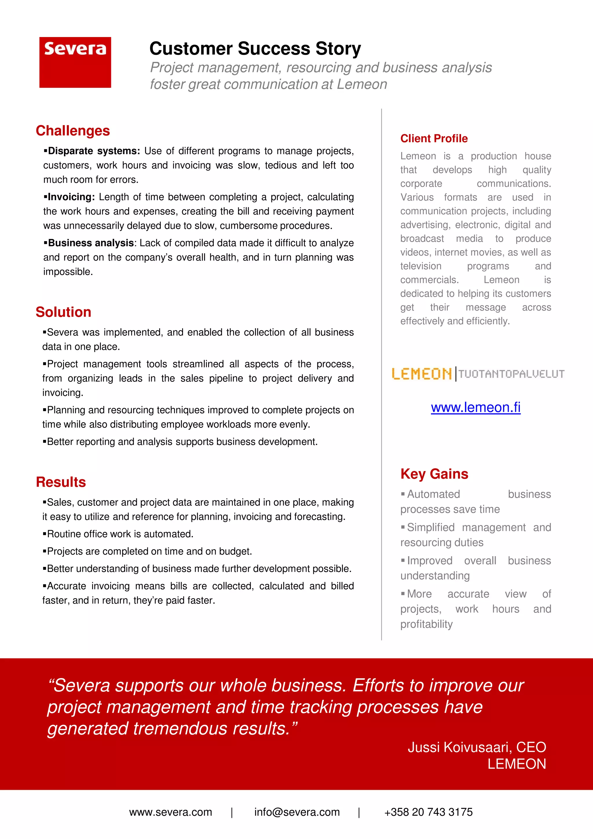 Severa customer success-story-lemeon_eng | PDF