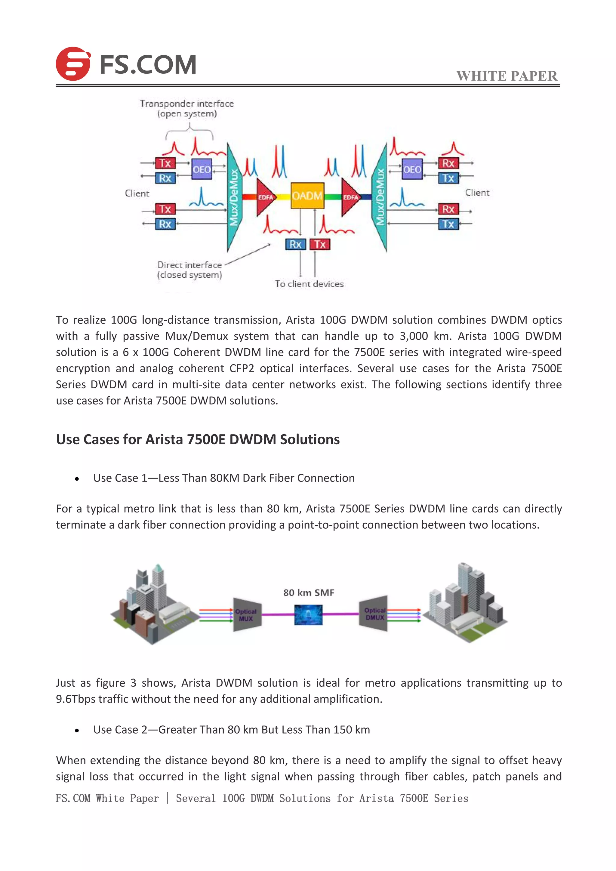 Several 100 g dwdm solutions for arista 7500e series | PDF