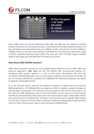 Several 100 g dwdm solutions for arista 7500e series | PDF