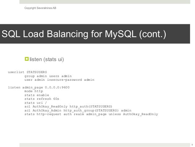 Load Balancing MySQL with HAProxy - Slides