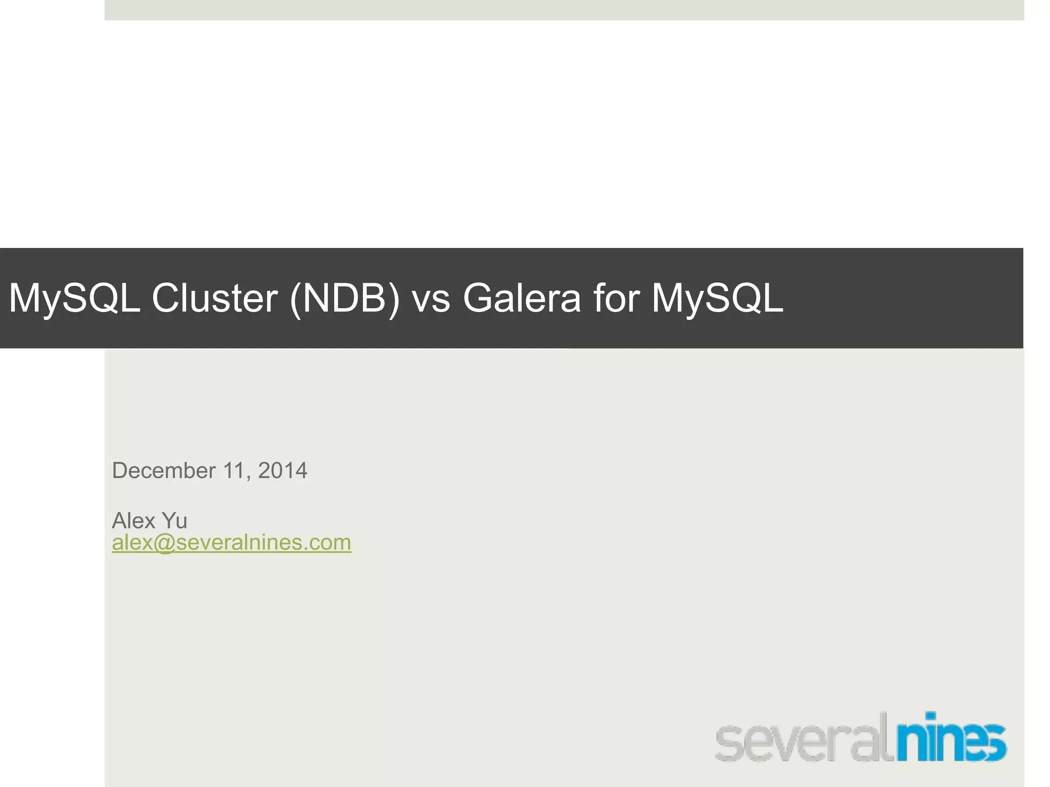 Galera Cluster for MySQL vs MySQL (NDB) Cluster: A High Level Comparison | PDF | Databases ...
