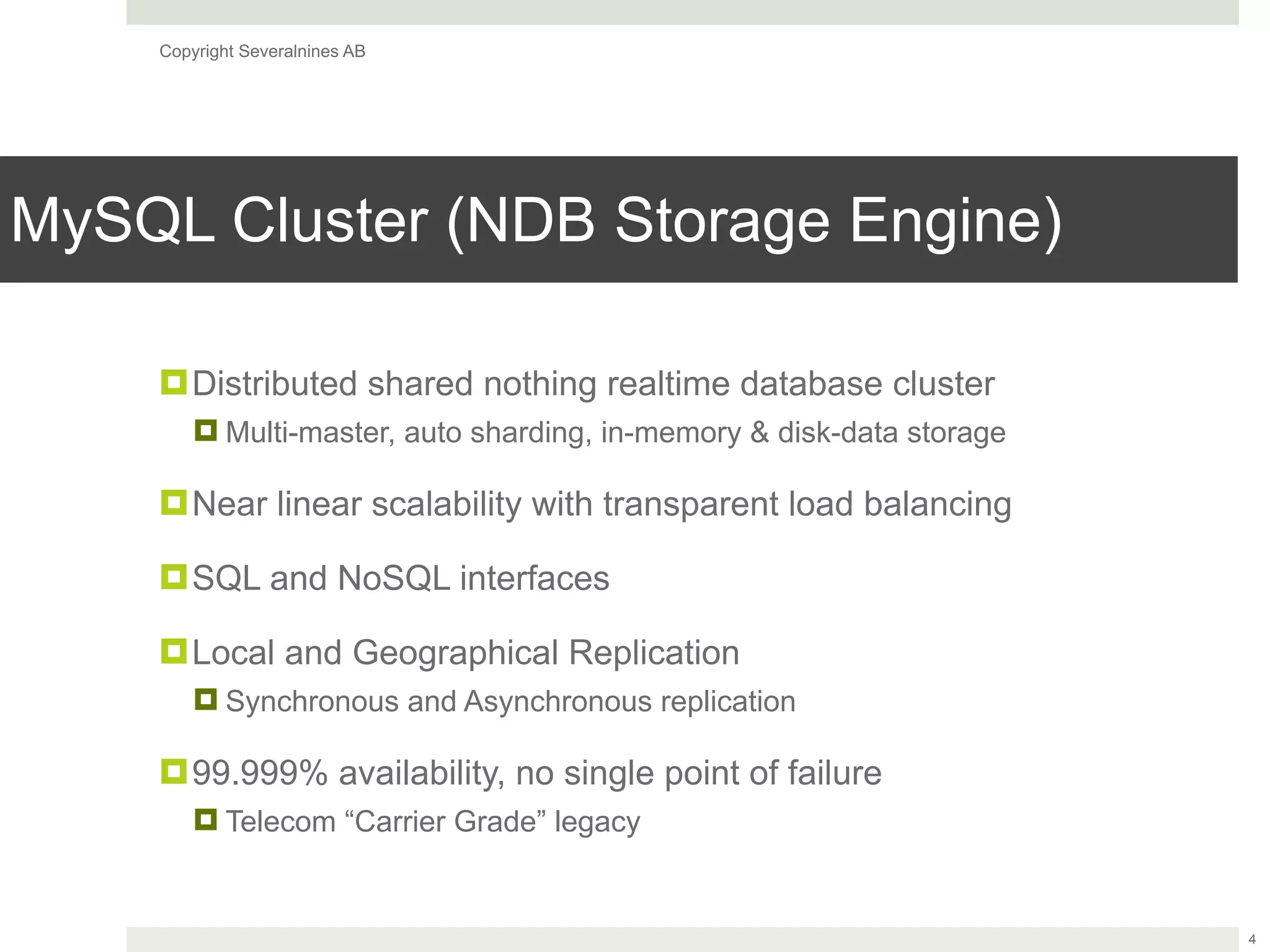 Galera Cluster for MySQL vs MySQL (NDB) Cluster: A High Level Comparison | PDF