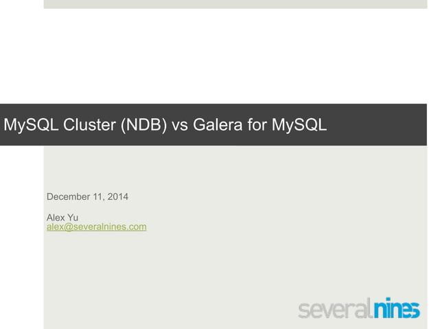 Galera Cluster for MySQL vs MySQL (NDB) Cluster: A High Level Comparison | PDF | Databases ...