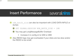 Conference slides: MySQL Cluster Performance Tuning | PDF