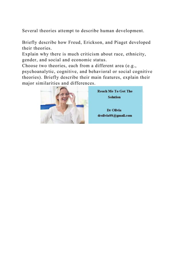 Several theories attempt to describe human development.Briefly d.docx