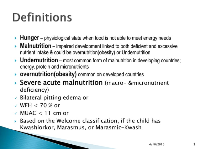 Severe acute malnutrition lecture presentation by habtamu | PPT