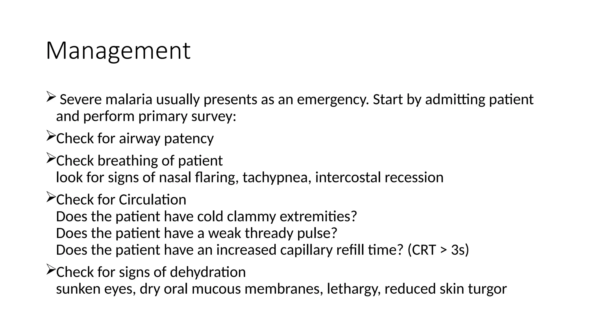Severe Malaria and management of its complications | PPTX