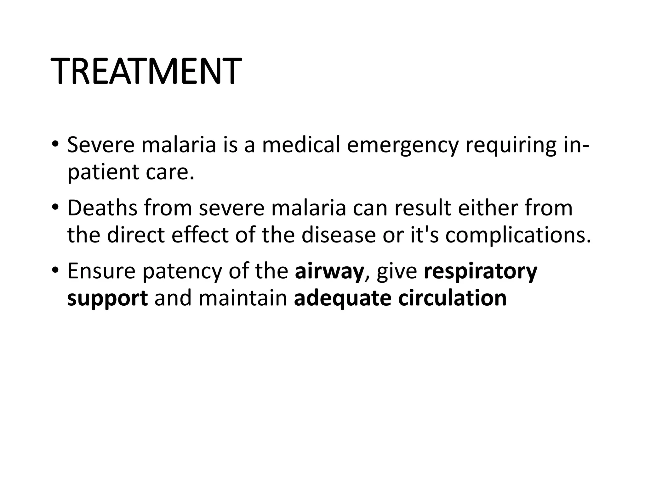 MANAGEMENT OF SEVERE MALARIA | PPTX