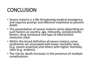 MANAGEMENT OF SEVERE MALARIA | PPTX