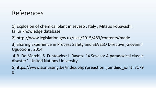 Seveso Disaster : Chemical Events , Effects and Seveso Directives ...