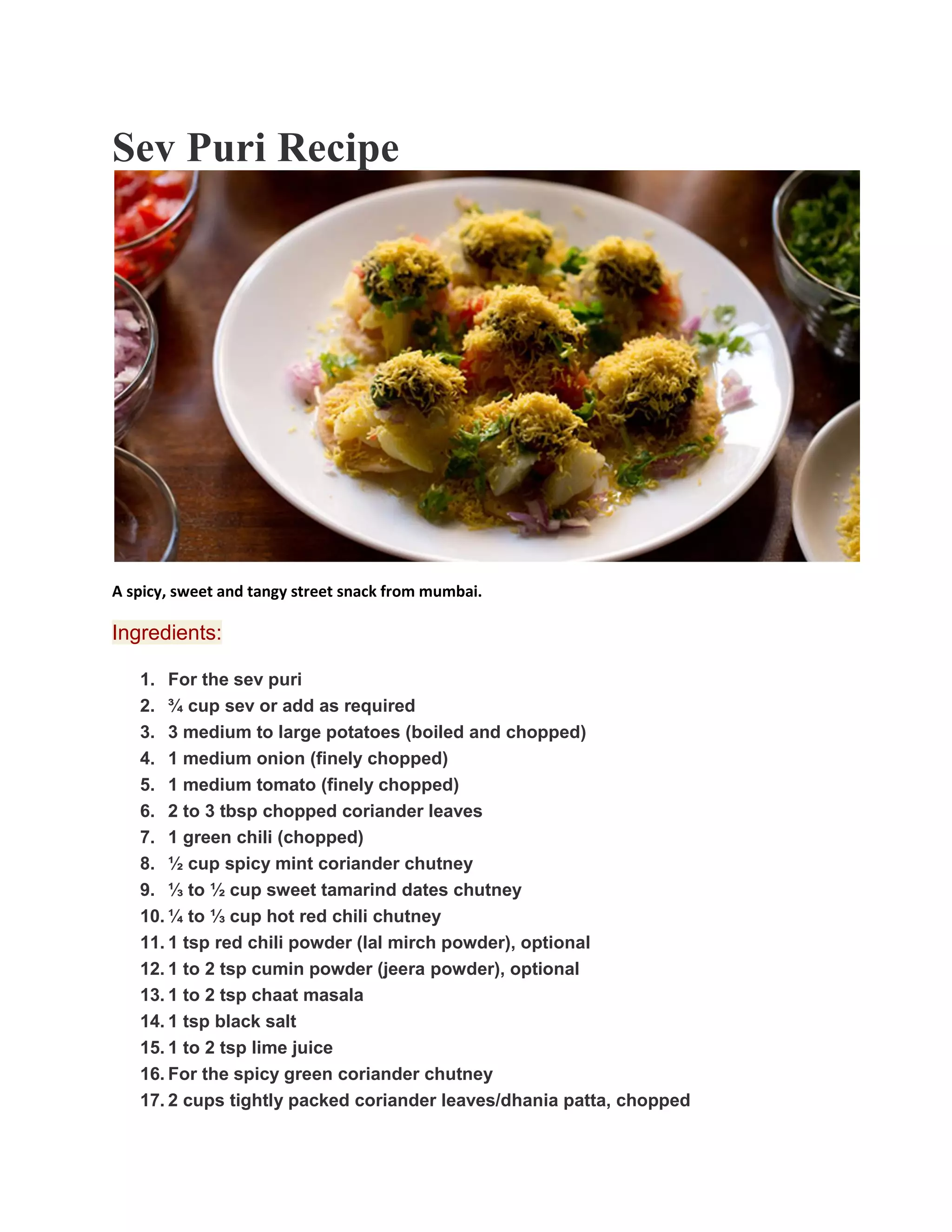 Sev puri recipe | PDF