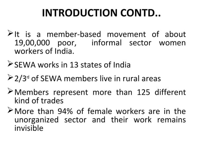 SEWA-Self Employed Women Association by ppm group | PPT | Non-Profit ...