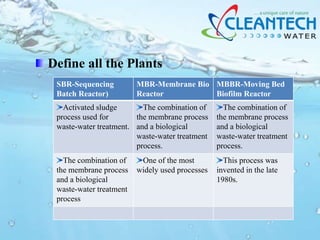 The difference between sbr, mbr and mbbr-sewage treatment plants | PPTX