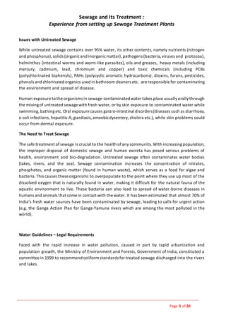 Sewage and its treatment - experience from setting up STPs | PDF