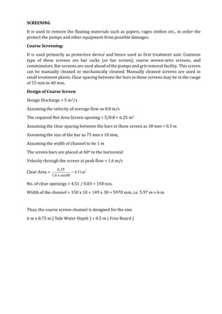 Design of Sewage Treatment Plant | PDF