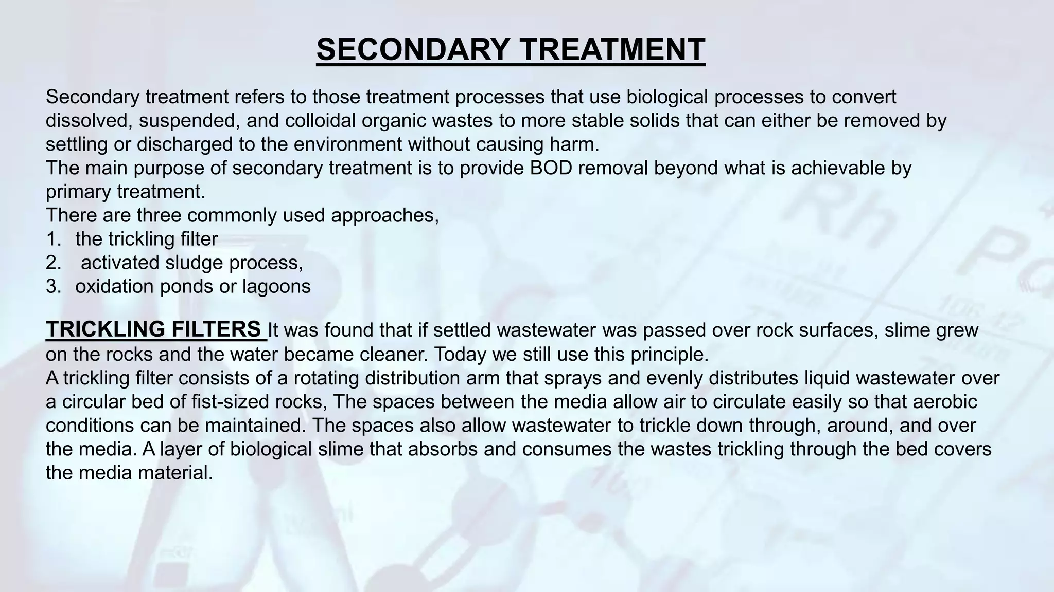 BOD and sewage water treatment process | PPTX