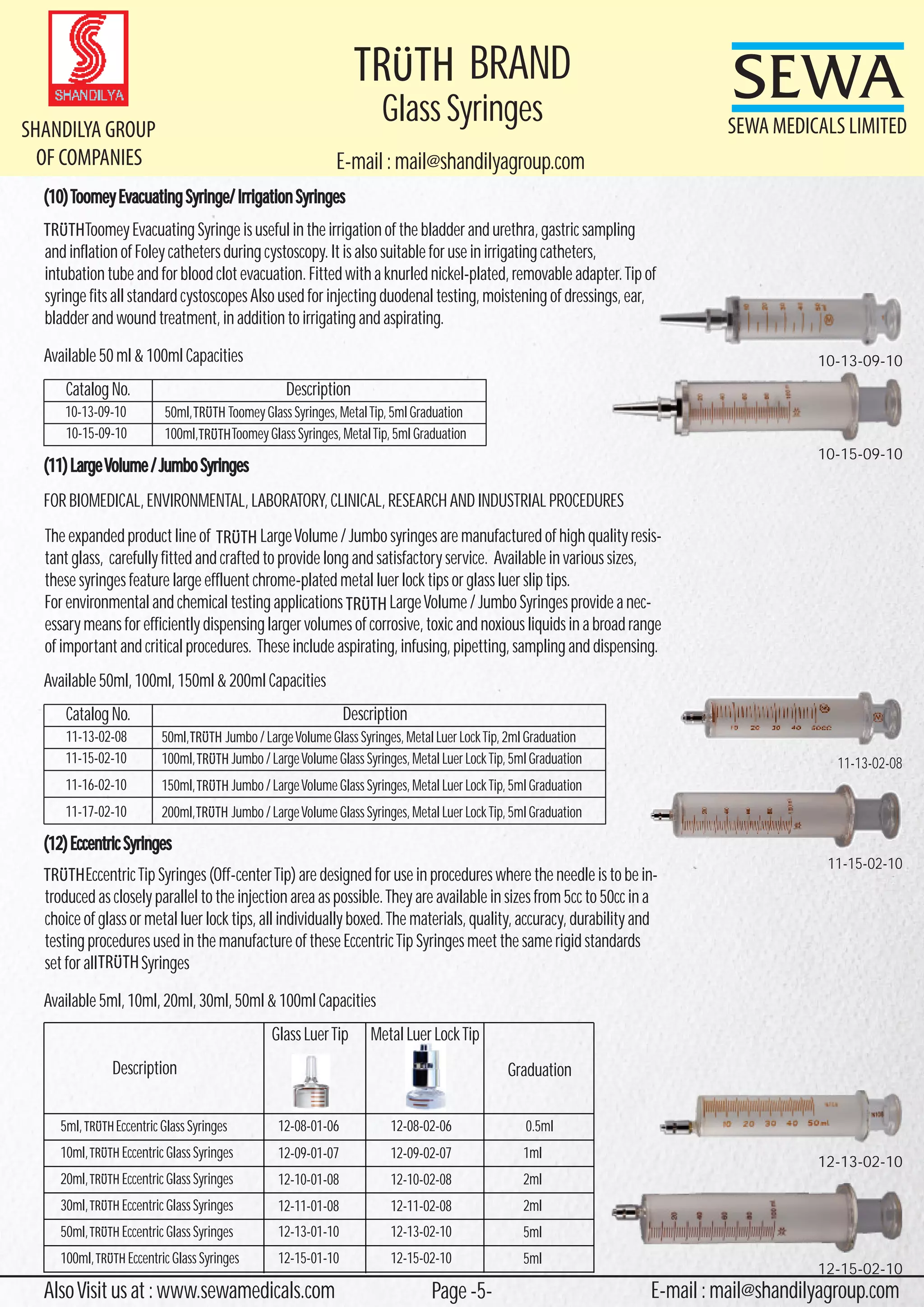 Sewa medicals limited glass syringe | PDF