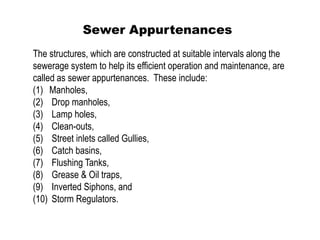 Sewer joints of pipes, sewer appurtenances, storm water drainage.pptx