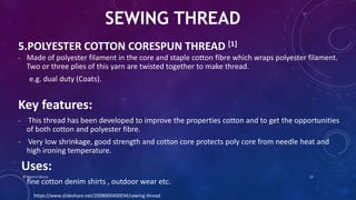 Sewing thread properties & their effects on seam | PPT