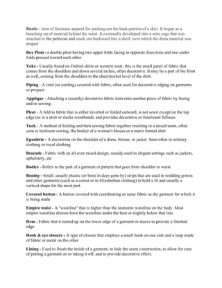 Sewing definitions | PDF