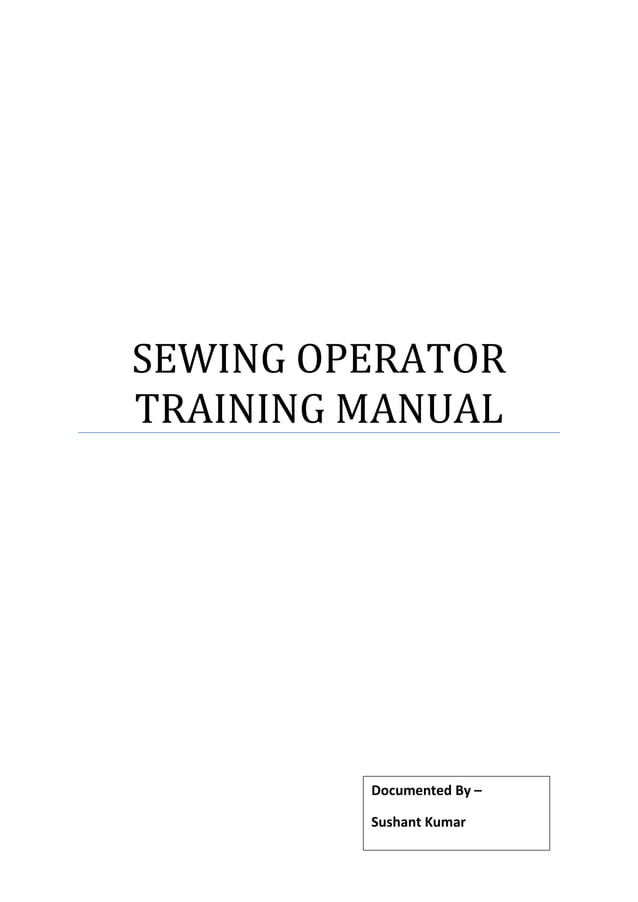 Sewing operator training manual | PDF